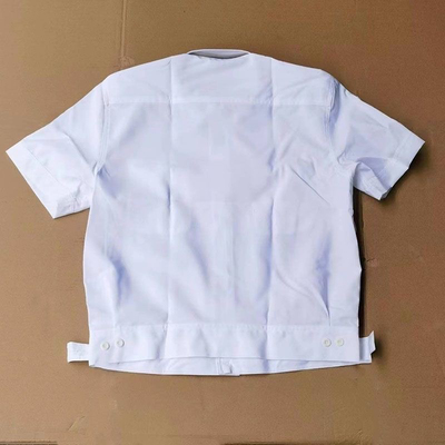 老式正品99海白色夹克半袖短袖衬衣 茄克式白色衬衣 怀旧白色衬衣