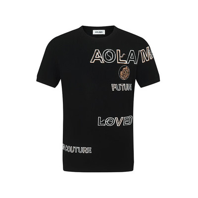 AOLAMA奥拉玛轻奢男装春季新款短袖T恤新款针织圆领净色休闲T恤08