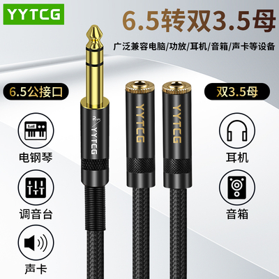 YYTCG一分二6.5转双3.5母音频线