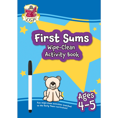 英国原版CGP教辅 New First Sums Wipe-Clean Activity Book 新版 数学加法练习 可擦活动手册 4-5岁 附笔 又日新