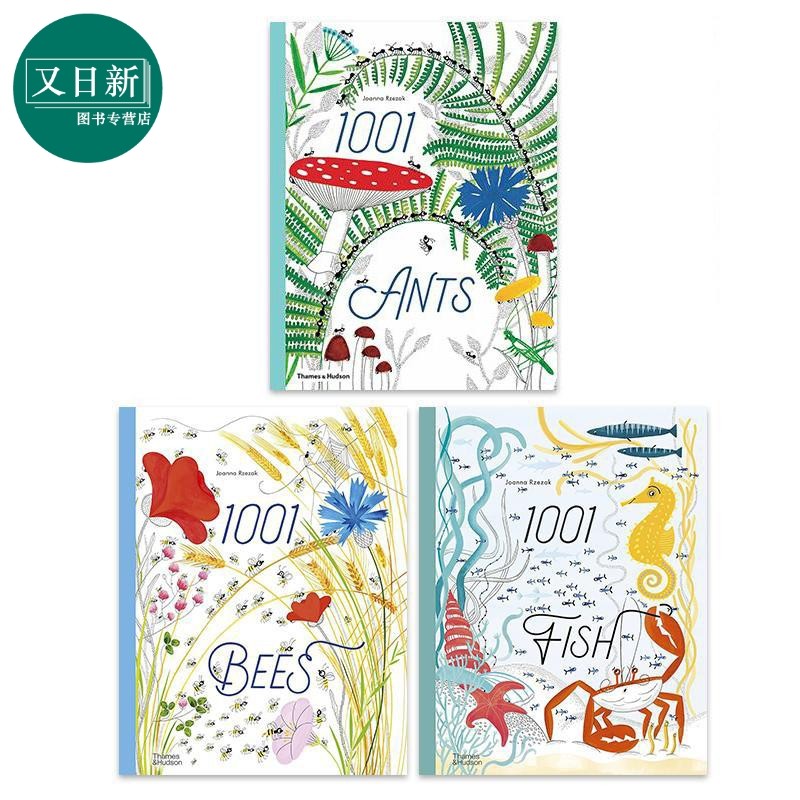 1001 Fish Ants Bees 一千只动物系列儿童绘本3册 鱼蚂蚁蜜蜂 英文原版进口 科普绘本 精装知识百科图画书 又日新_虎窝淘