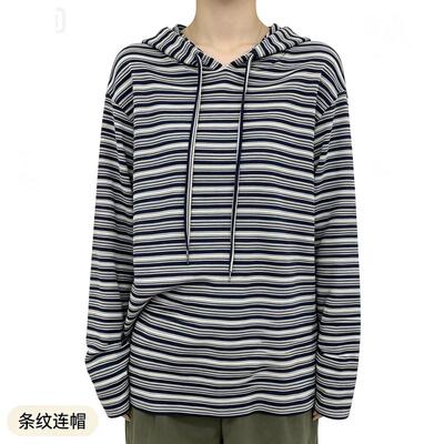 穿这件!!【条纹帽衫】韩系校园风长袖t恤女INS超火秋冬保暖上衣服