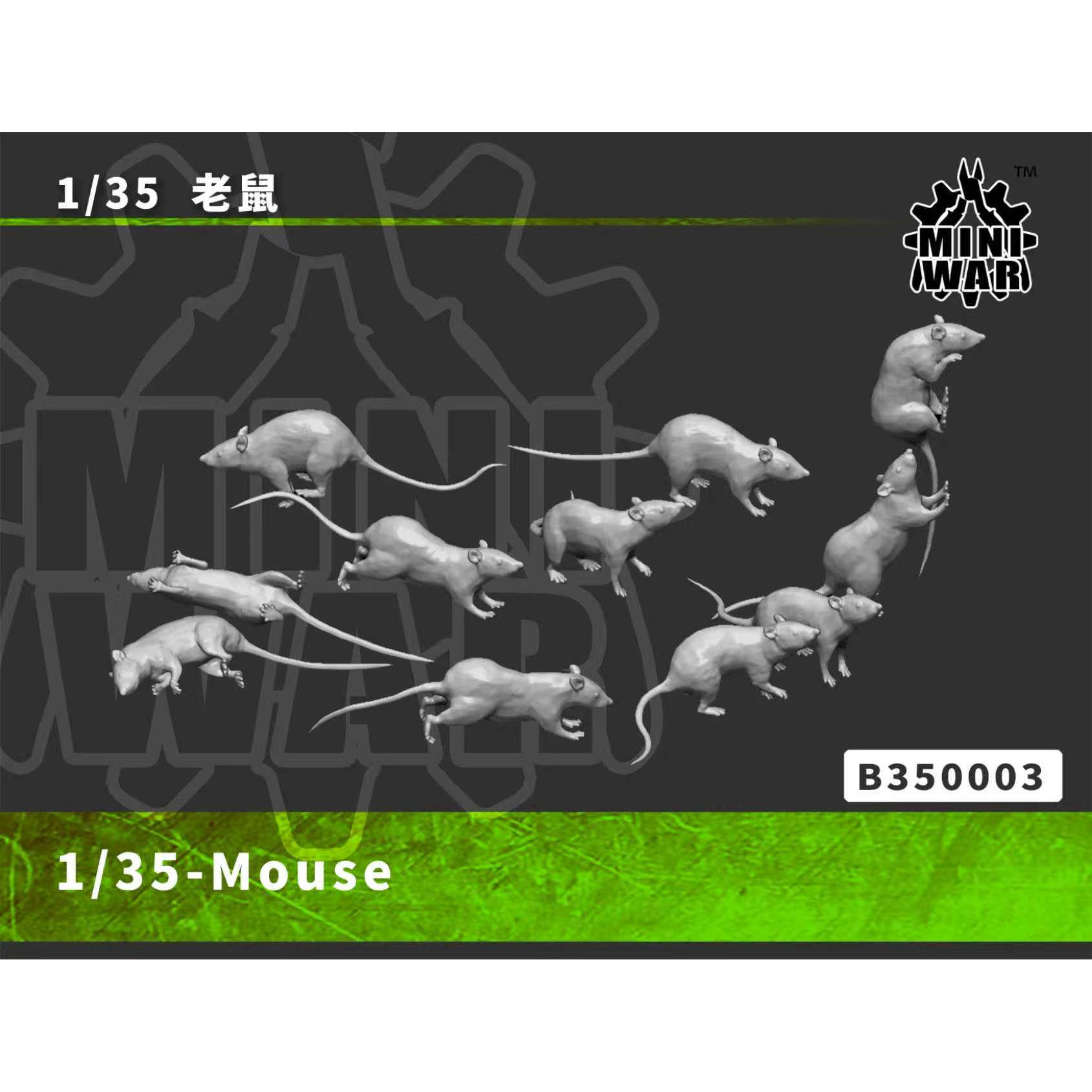 【MINIWAR】1/35 场景配件 老鼠 树脂模型 白模 B350003