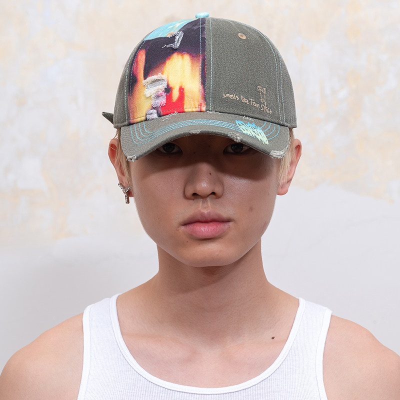 GENZERO「nevermind系列」军绿拼接水洗棒球帽运动遮阳防晒鸭舌帽_虎窝淘