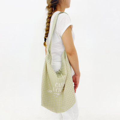 CAC 清新格纹柔软棉质流浪包