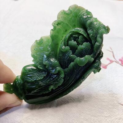 2025D1727#和田碧玉白菜百财大吊坠 98*52.5*20mm 重量94.05克 配