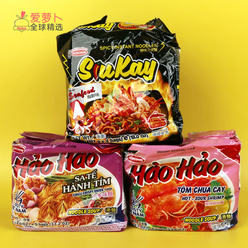 越南ACECOOK辣海鲜风味沙爹风味酸辣虾风味方便面泡面速食拌面