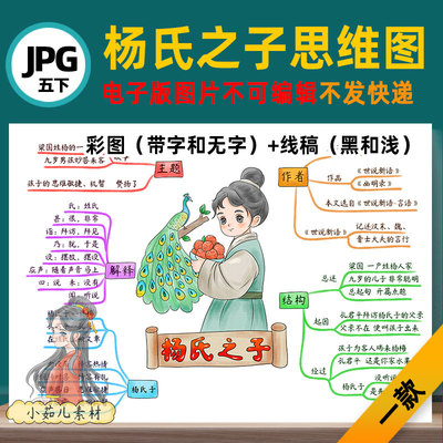 B680五语下21杨氏之子思维导图模板高清线稿自己打印电子版图片