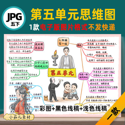 B649五语下第五单元思维导图模板高清线稿图片自己打印电子版