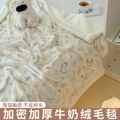 ins羊羔绒毛毯加厚牛奶绒午睡毯