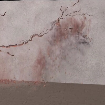 Houdini 20写实墙体裂缝rbd解算工程文件  karma xpu渲染