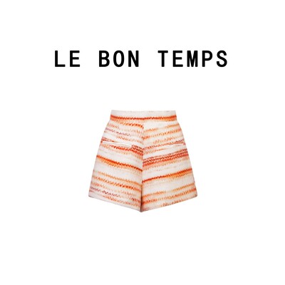 【LE BON TEMPS】高腰印花阔腿休闲短裤c800731
