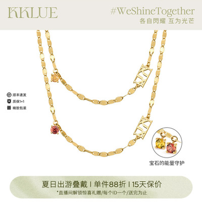 KKLUE18k项链波纹素链不褪色