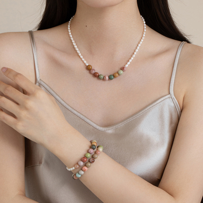 小立交马卡龙天然阿拉善玛瑙手串