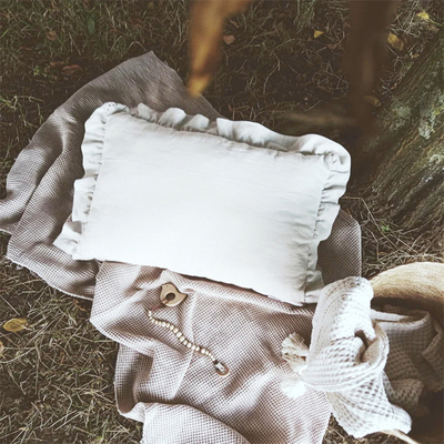 亚麻枕套花边荷叶边纯色