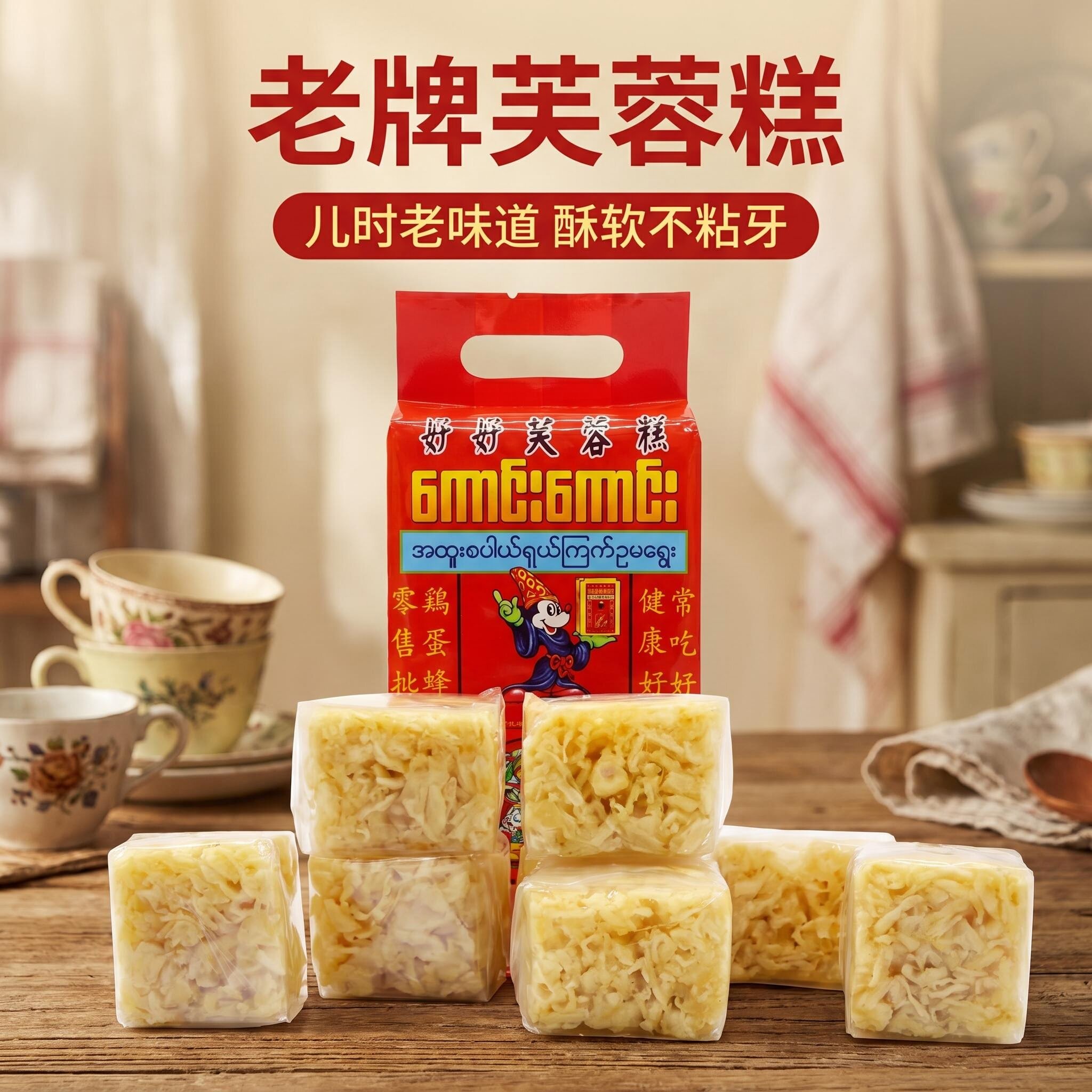 缅甸特产好好芙蓉糕280g/袋糕点酥软香糯沙琪玛进口零食