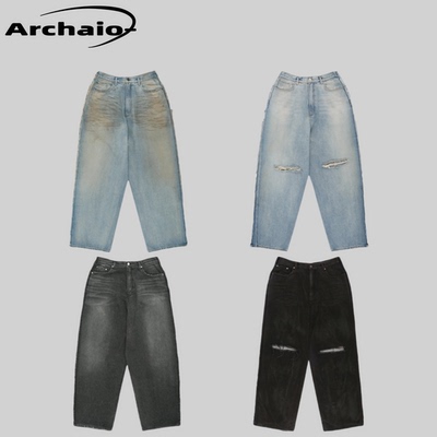 ProjectGR两面穿廓形做旧牛仔裤