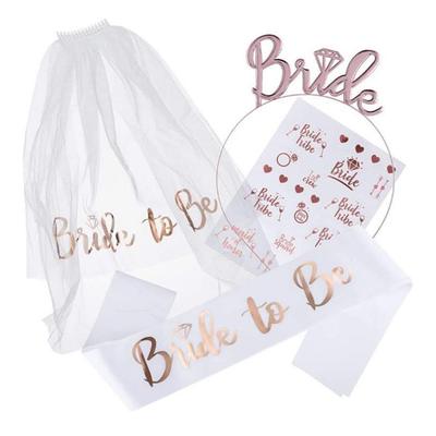 1Set Bride To Be Veil Satin Sash Hiarband Bridal Shower Wedd