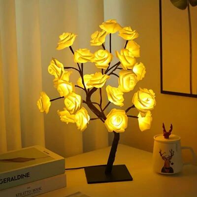 Rose Tree Lamp, Flower Lamp For Valentine's Day Wedding Deco