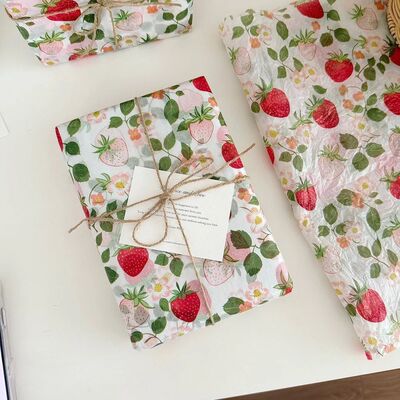 10/20pcs Strawberry Pattern Tissue Paper Gift Wrapping Paper