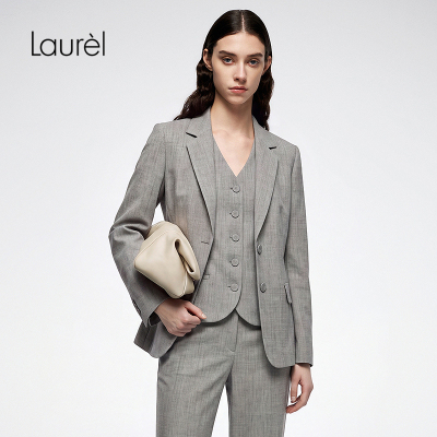 Laurel劳芮26早秋新款麻灰肌理通勤西装外套LWD373T00100