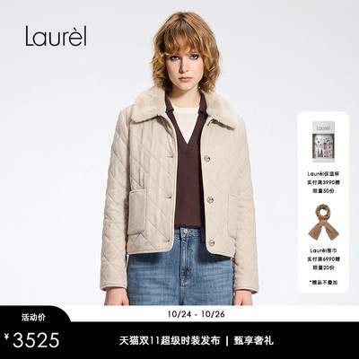 【绵羊毛】Laurel劳芮26秋冬新款菱格绗缝水貂领棉服LWD373L01200