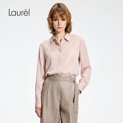 Laurel劳芮26夏新款橡皮粉柔滑宽松通勤衬衫LWD375C01900