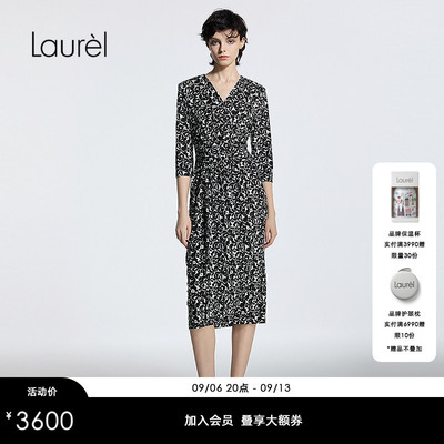 【桑蚕丝】Laurel劳芮波嬉V领收腰印花长裙LWL352Y12400