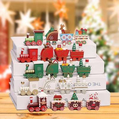 wood Christmas Train Gift Happy New Year gifts Decorations