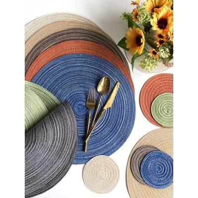 4pcs RoWJDund Table Mat Woven Ramie Placemats Anti Slip Dini