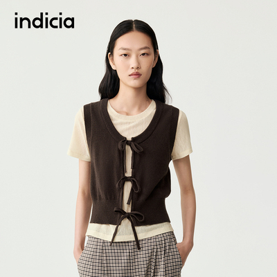 indicia标记商场同款25秋新款绵羊毛针织背心度假风F2C5BX405C