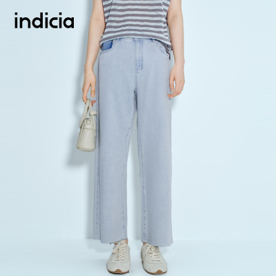 indicia标记商场同款25夏新款浅蓝直筒百搭牛仔裤女F2B5NK234N