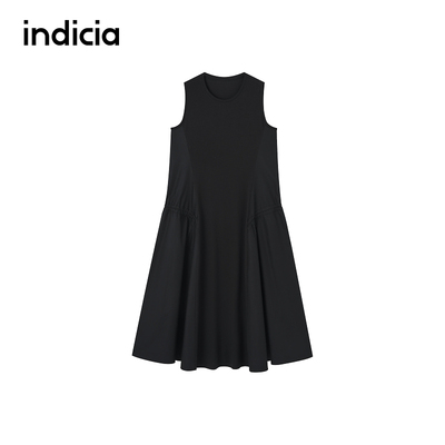 indicia标记商场同款25夏新款黑色收腰连衣裙F2B5LQ326N