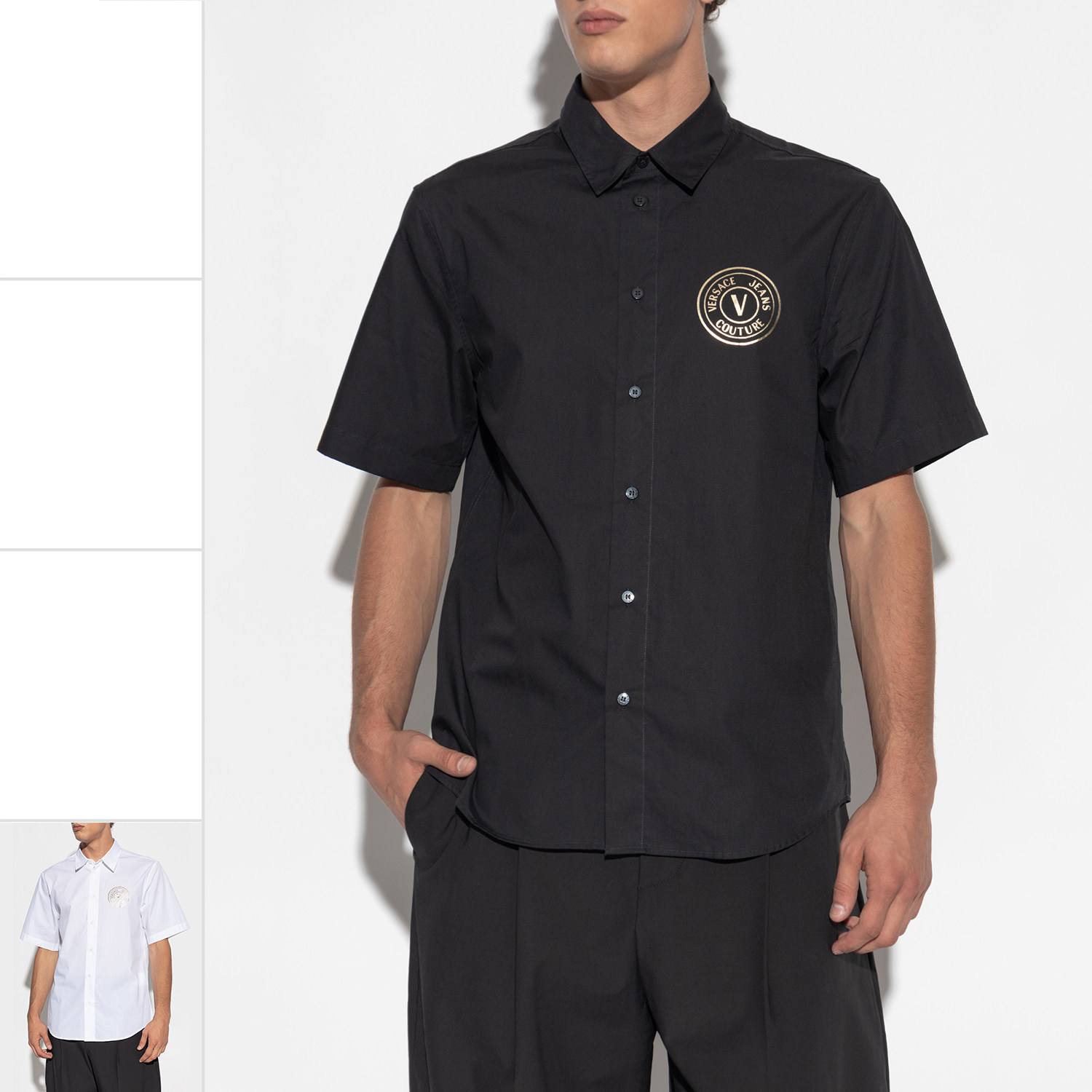 Versace/范思哲VJ 男士奢潮金标修身休闲短袖衬衫 79GALK11 CN00K