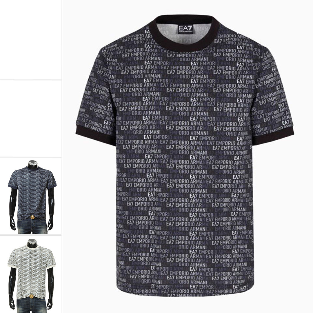 Armani/阿玛尼EA7 男士时尚字母纯棉短袖T恤 7M000208 AF12874