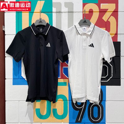 阿迪达斯男装2025夏季新款透气训练开衩休闲运动短袖POLO衫JE9023