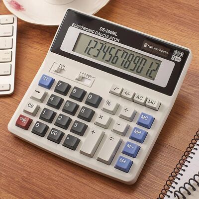 Solar Calculator Dual Power Supply DS-200ML 12 Digits Electr