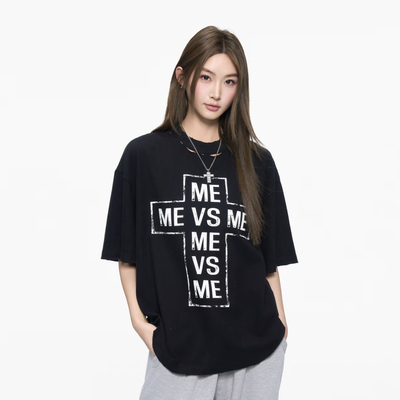 「陈泽同款」ME VS ME  大破坏印花小众情侣男女T恤休闲短袖上衣
