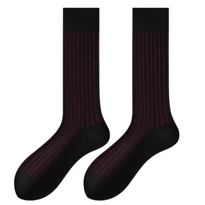 锦行记丝光棉英伦条纹中筒袜