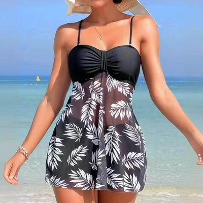 Split skirt style mesh print T conservative women's