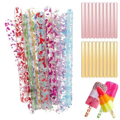 20Pcs Reusable Ice Cream Sticks Acrylic Popsicle Stick Clear