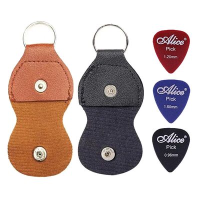 ?1Pc Leather Guitarra Plectrum Case Bag Guitar Pick Holder G