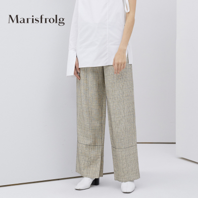 Marisfrolg/玛丝菲尔格子休闲裤女装春季新款阔腿裤时尚裤子