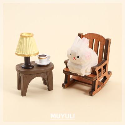 木雕木质生肖小兔子工位办公桌桌面摆件汽车52038节生日小礼物