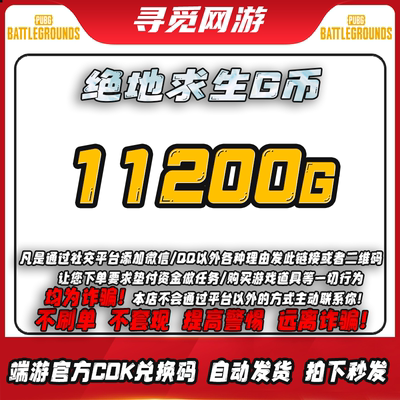 PUBG绝地求生11200G币金币吃鸡gb金币g币点券充值激活码兑换码CDK