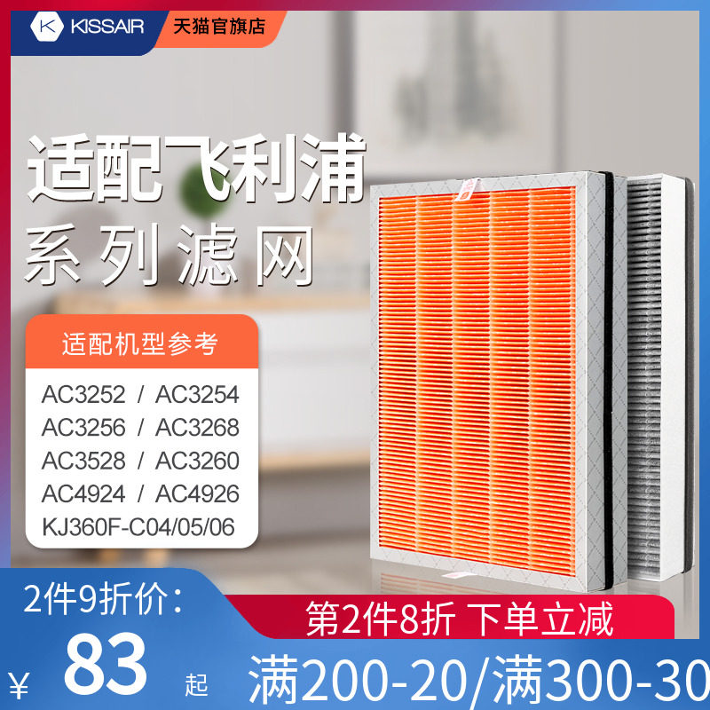 适配飞利浦空气净化器滤芯AC3252/AC3254/3256过滤网FY3137/4374_虎窝淘