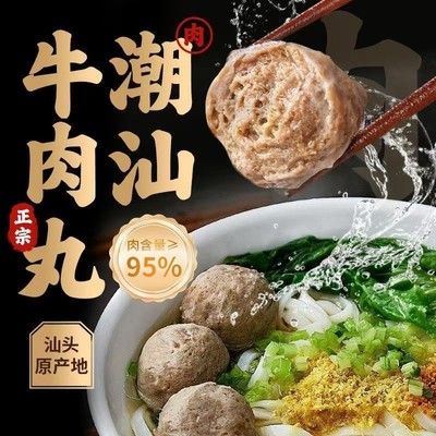 〔到手12袋〕90%肉含量潮汕牛肉丸实心品质 烧烤火锅 送蒜酥沙茶