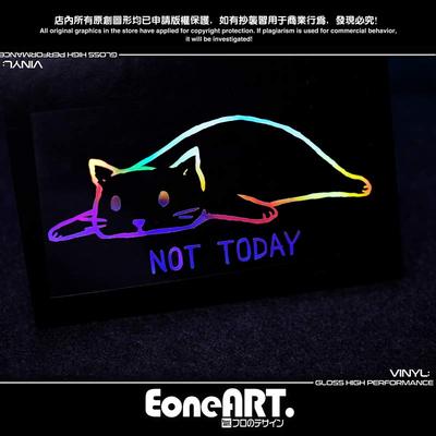 太可爱趴平猫改天吧镂空防水贴纸