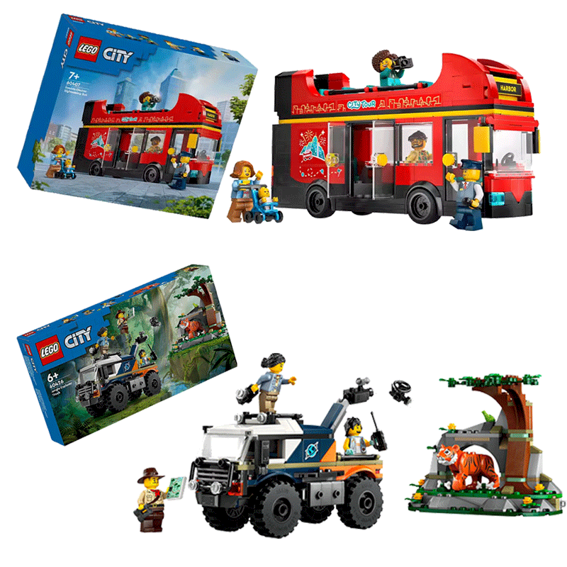 【自营】乐高城市60407红色双层观光巴士60426丛林探险家越野卡车