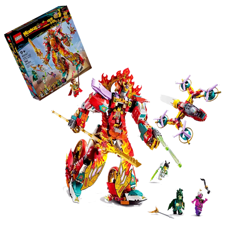 【自营】乐高悟空小侠80057哪吒烽火轮机甲超可动男女孩积木玩具
